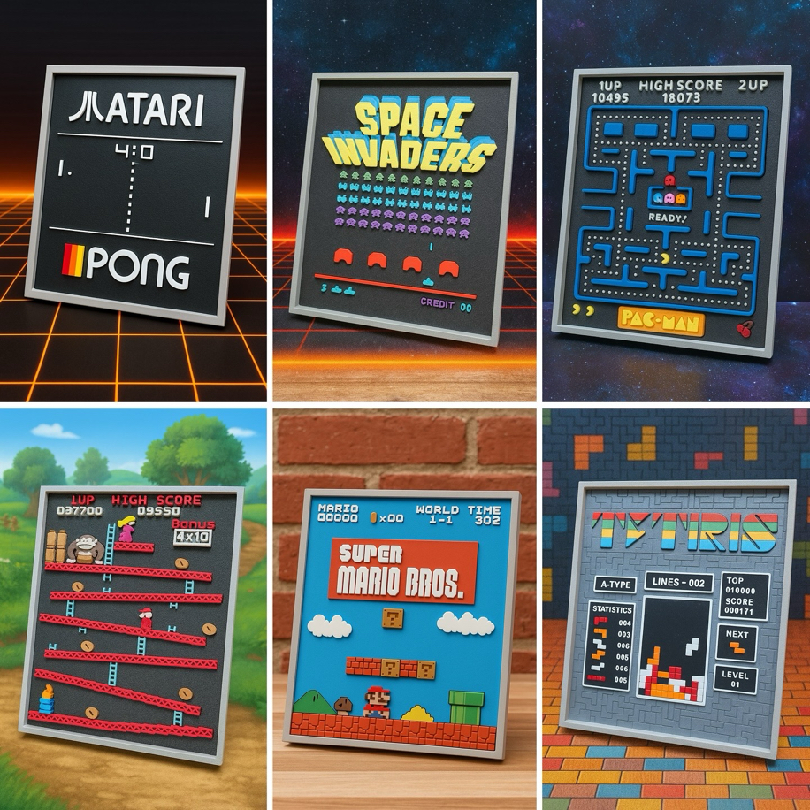 Retro Atari Serisi Koleksiyon Tablo | 3Dlica