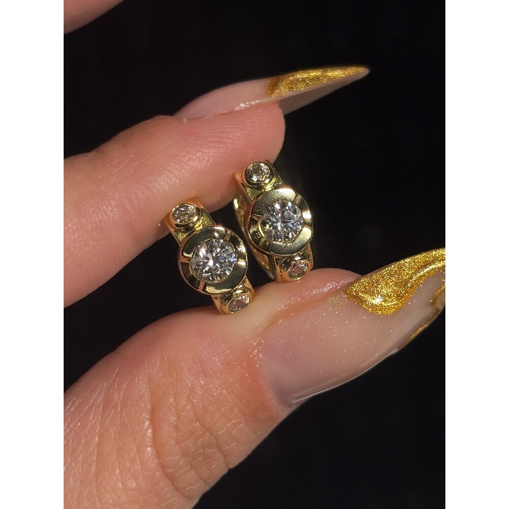 Vintage beyaz taşlı gold küpe | 14K Xupıng | Alwaysbabe•Co