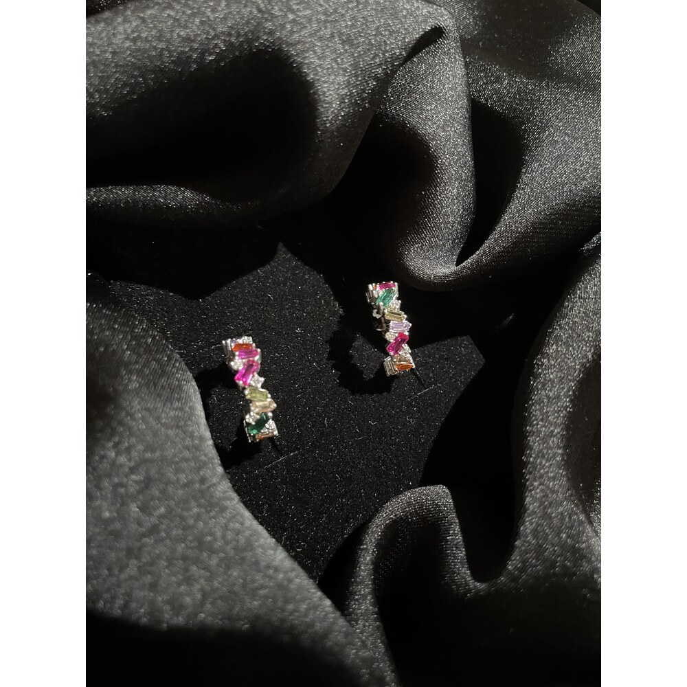 925 Renkli Halka Küpe | GESILVER