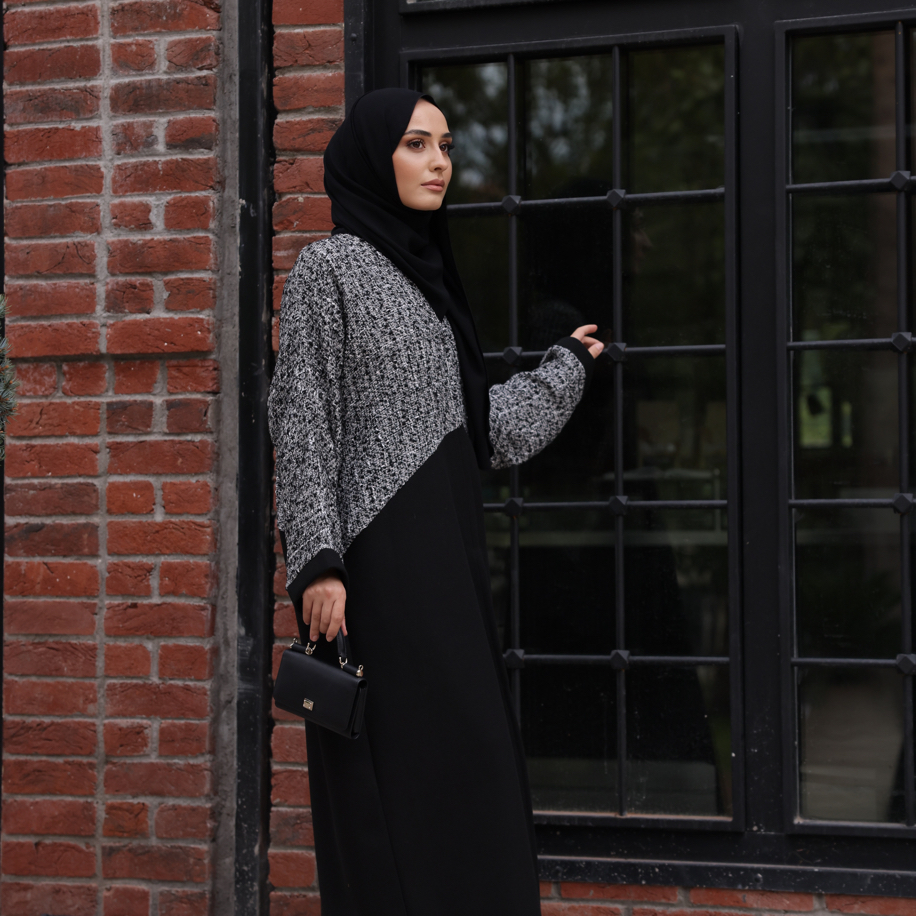 Chanel Kumaş Detaylı Kaşe Abaya | Hejaab