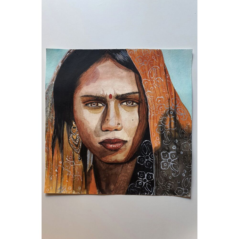 Hintli kadın suluboya resmi | Resimler/Paintings