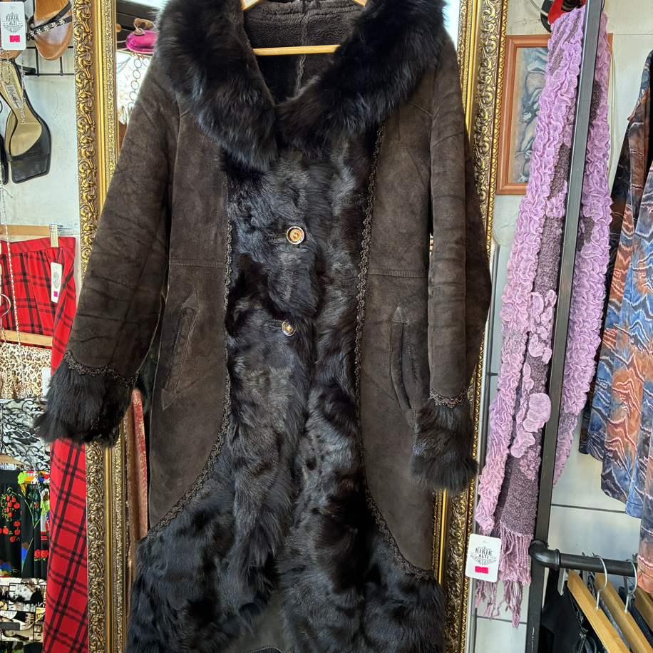 Sandra Fur Nubuck Coat | Kırık Altı Vintage