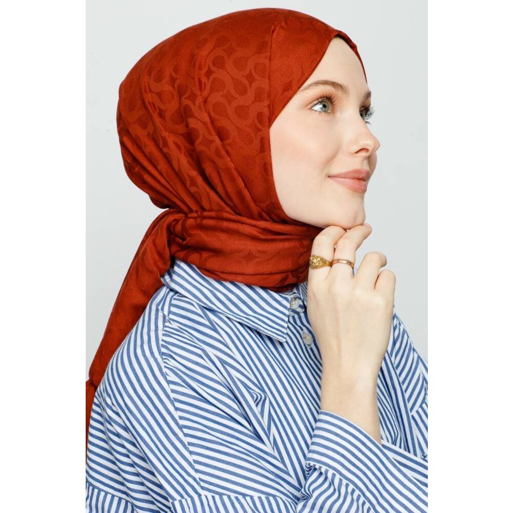 Koyu Kiremit - Bloom Desen Şal | Bus Scarf