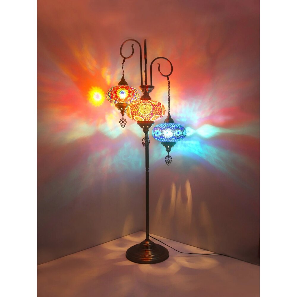 Turkish Mosaic Mixx Color Floor Lamp Big 3 Globe | Decor Turca