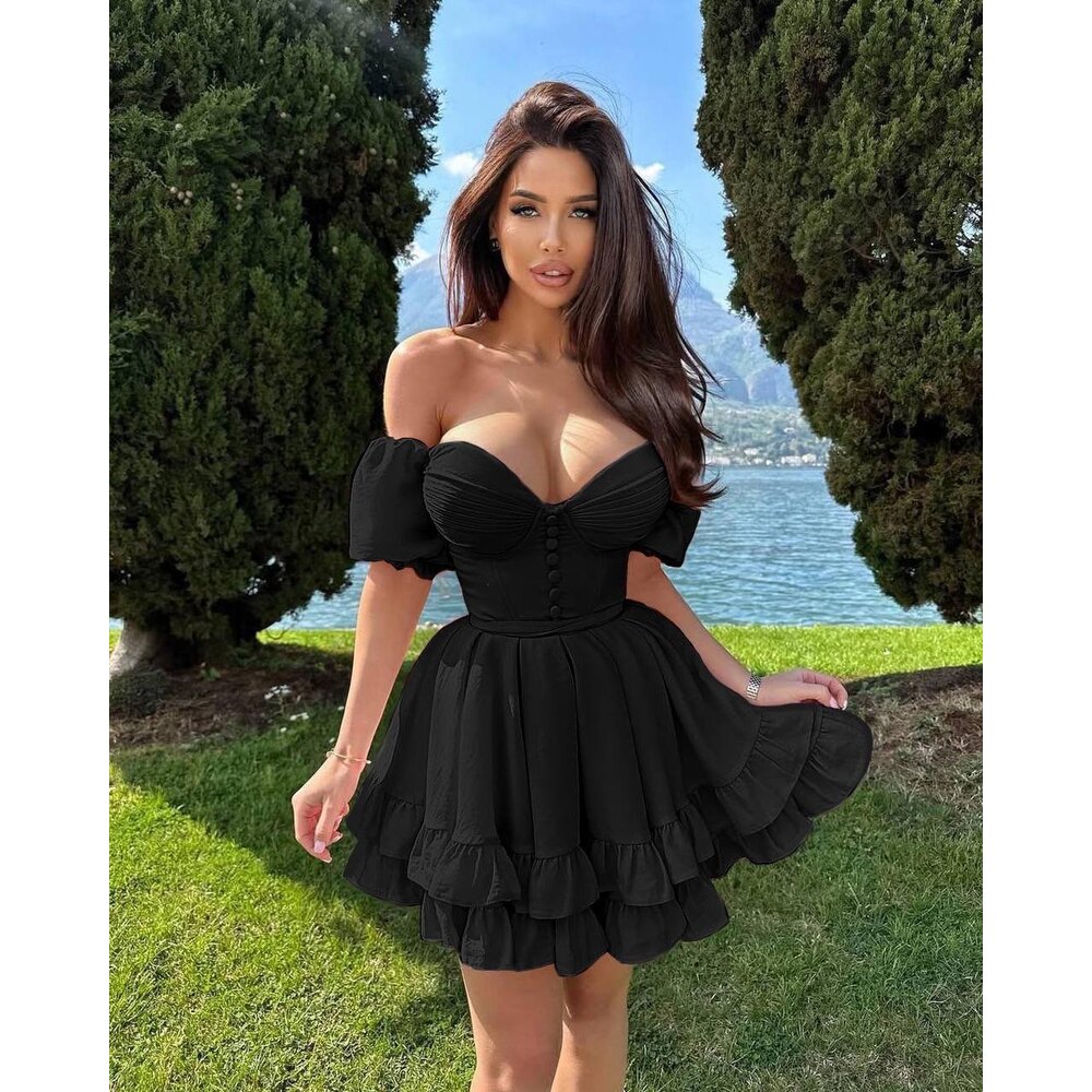 Victorian Lolita Mini Elbise - Siyah | Lolilatte