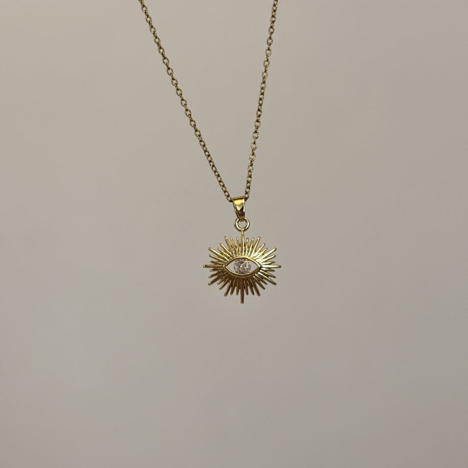 Beyaz taşlı göz kolye | Manolya jewelry