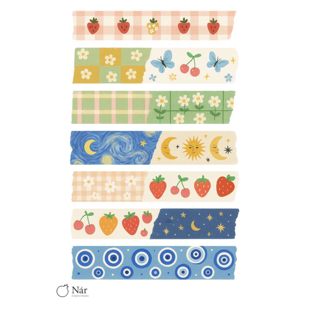 Pastel Masallı Şerit Stickerlar - 4 Sayfa- Şerit Çıkartmalar Seti | Nar ...
