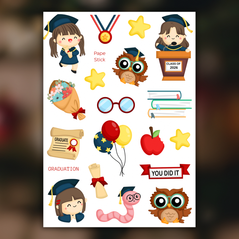 Graduation Şeffaf Sticker | Papestick Sticker Scrapbook Studio