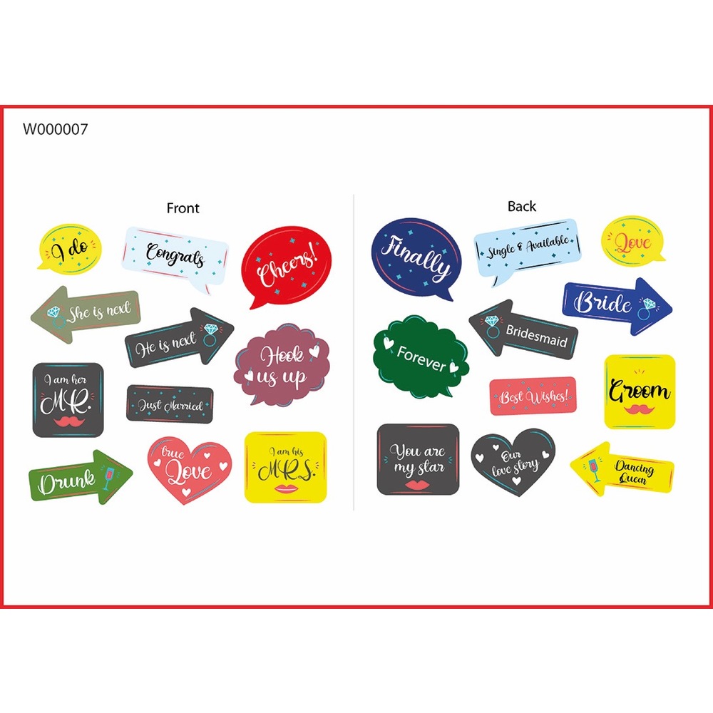 PhotoBooth Wedding Props Set 5 | Photo Marketing Material