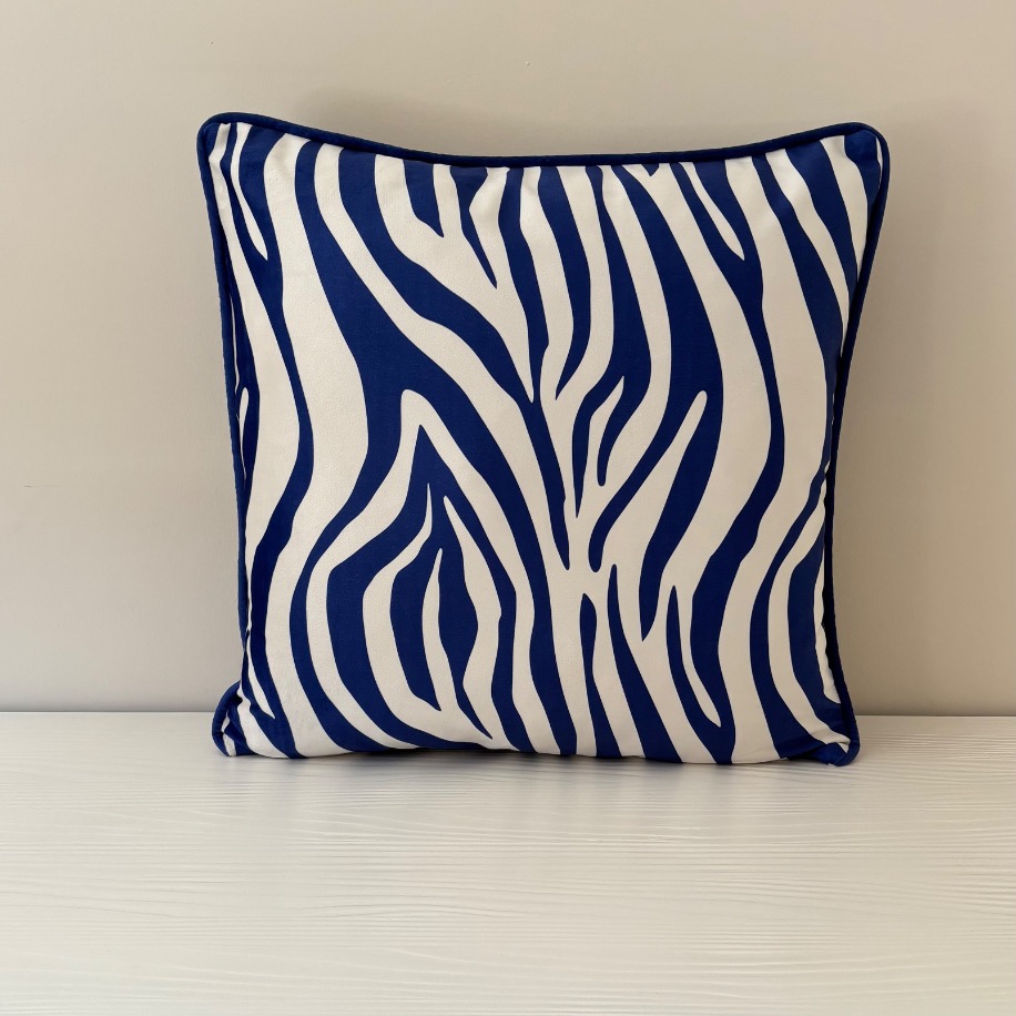 Kadife Kumaş (Sax Mavi Zebra Desen ) | R&K Collection