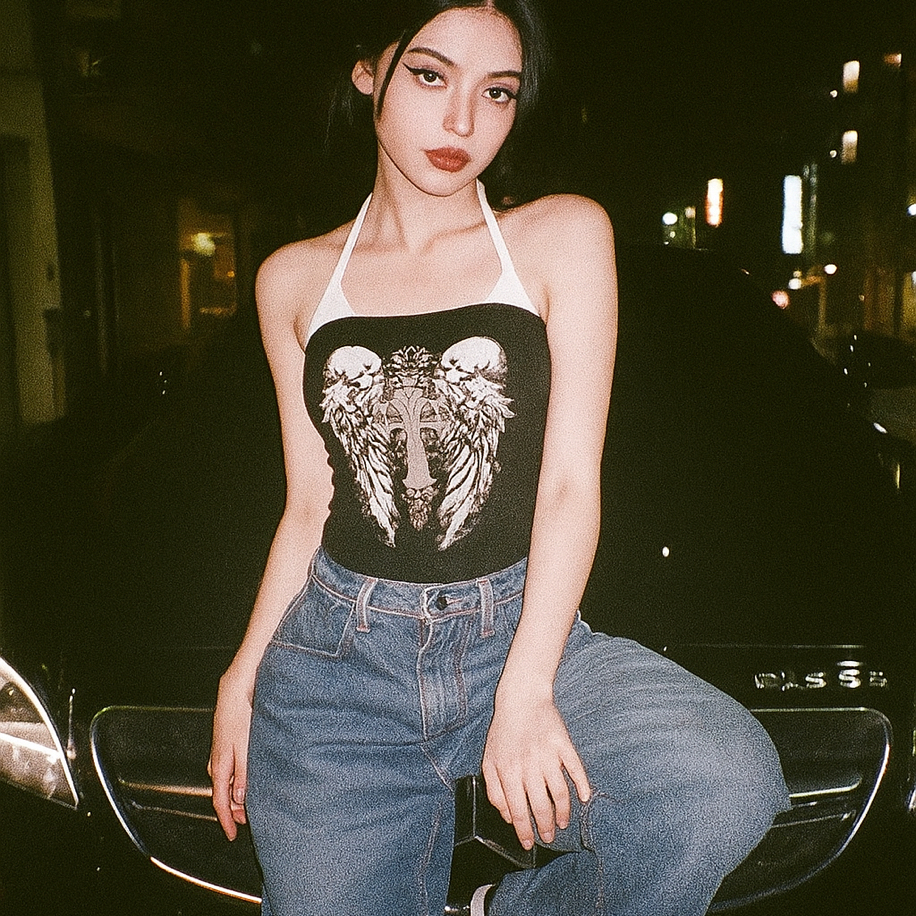 Goth Skull Wing Bluz | Sarius Clothing