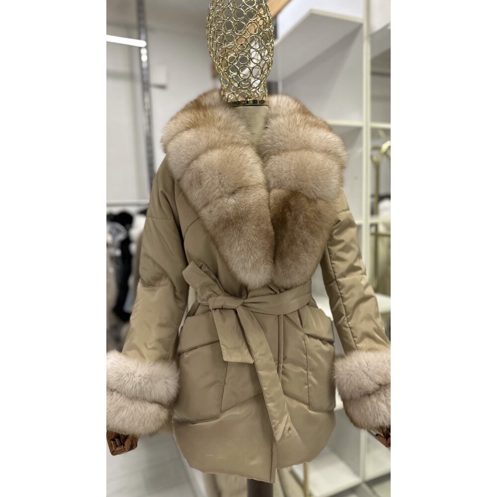 Valeria Fur Parka | Beige | TUGBA KAYA ATELİER