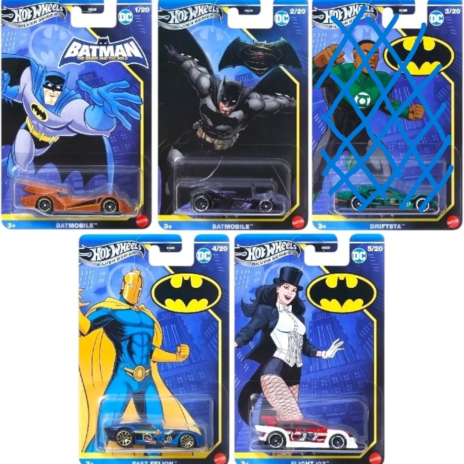 Hot Wheels DC Batman Silver Series Die-Cast Cars Collection, 4-Pack ...