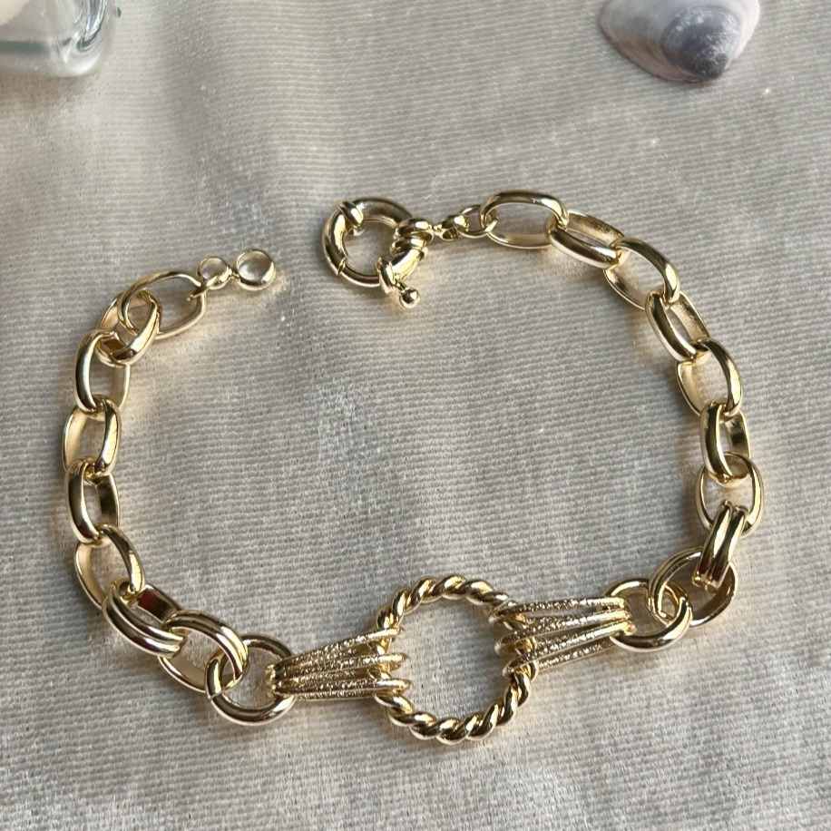 CAVETTO Altın Renkli Burgu Detaylı Zincir Xuping Bileklik | BİJUKO TAKI