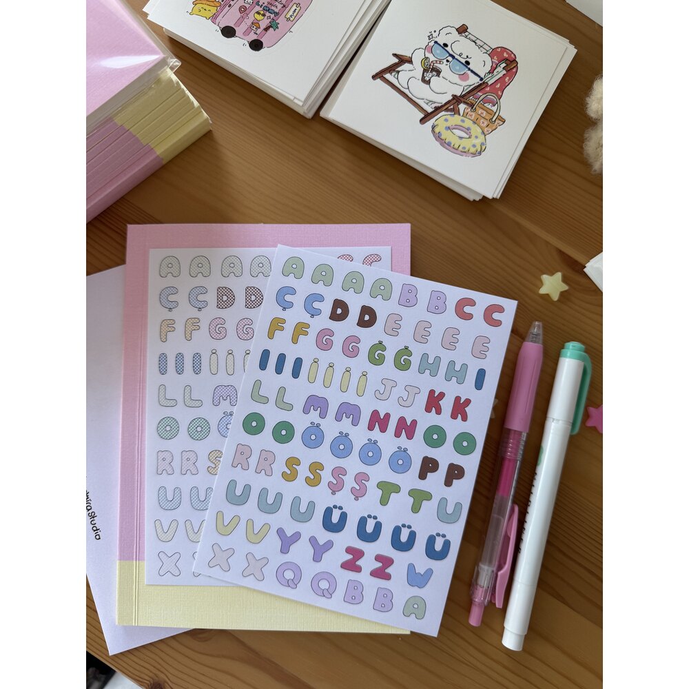 Renkli Harfler Sticker İkili | bushirastudio