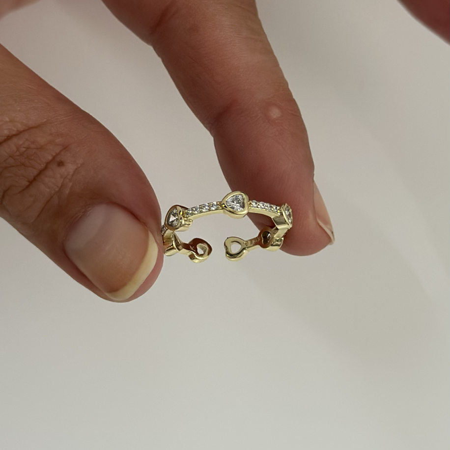Xuping 14k kalp taşlı ayarlanabilir yüzük | Candan Accessories