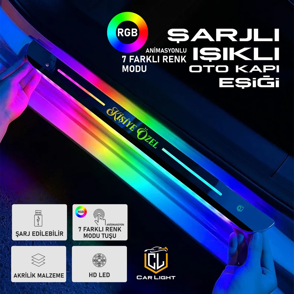 KİŞİYE ÖZEL RGB & ANİMASYONLU IŞIKLI OTO KAPI EŞİĞİ ( 2 ADET ) | CAR LIGHT
