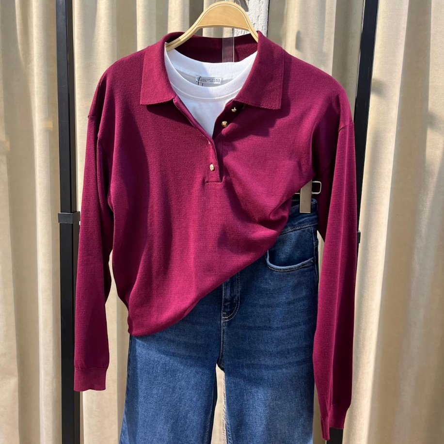 Gold Düğmeli Polo Yaka Triko | www.shopier.com/differentstyleshop