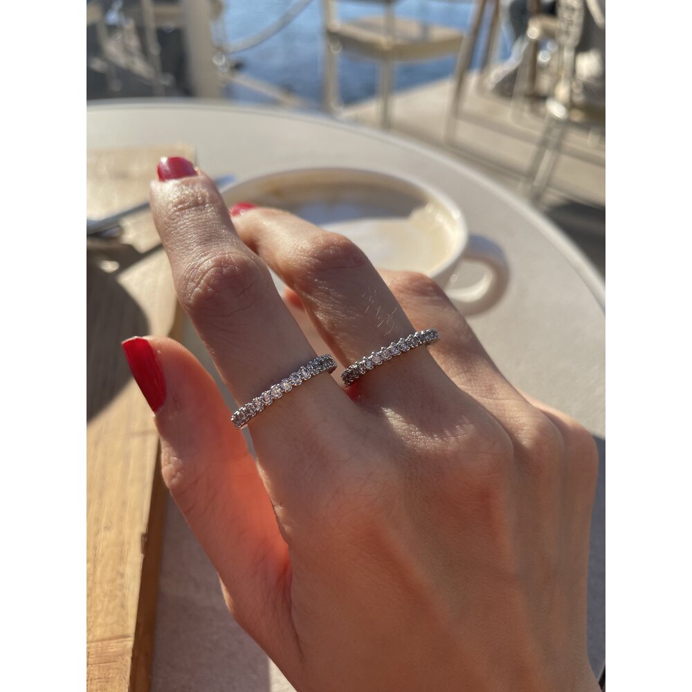 Tam Tur İkili Gümüş Renk Yüzük Seti | EDEN JEWELERY
