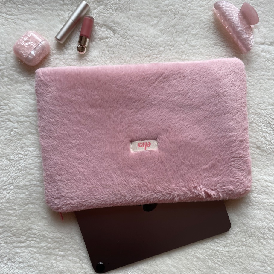 Pembe Peluş Tablet Çantası, Pembe Peluş Tablet Kılıfı, Peluş Tablet ...