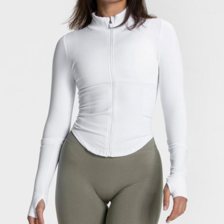 WHITE FULL ZIP JACKET | FLEXA