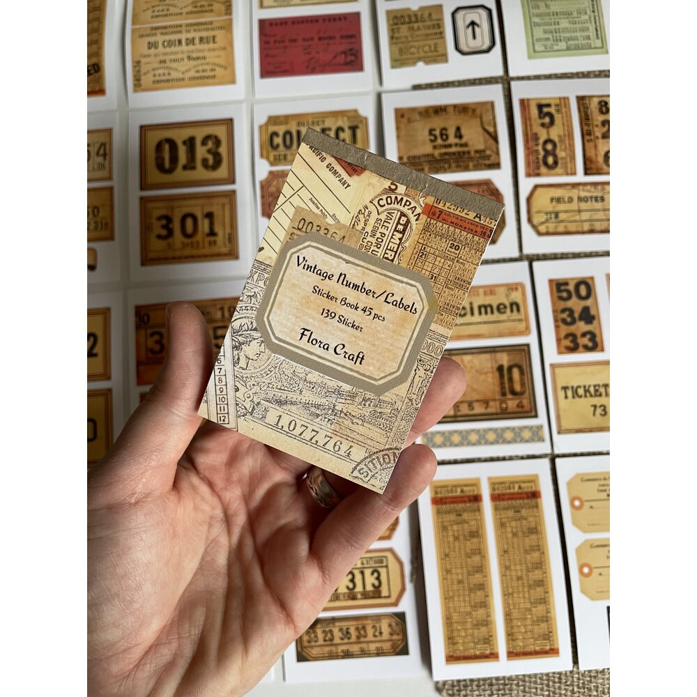 Vintage Number/Labels Sticker Kitapçığı | Flora Craft