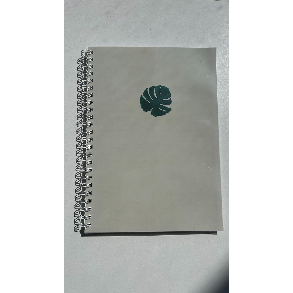 Yaprak temalı telli defter, A5, 90gr, çizgisiz, alıntı, sert kapak, not ...