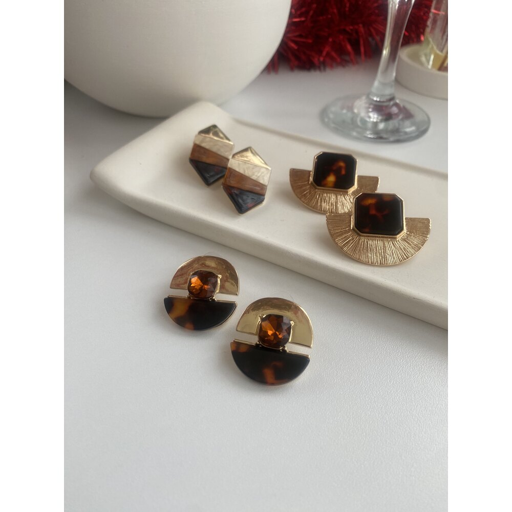 Leopar Serisi | Flore Yuvarlak Kemik Küpe | INELLA Jewelry