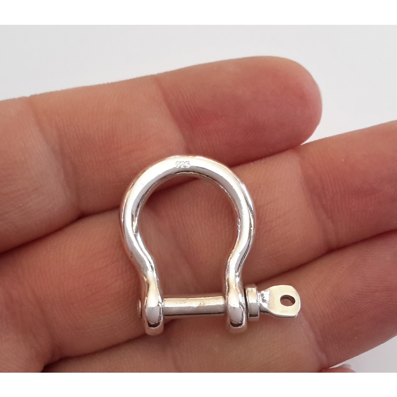 1 Solid Sterling Silver 925 Shackle bracelet clasp key chain beads ...