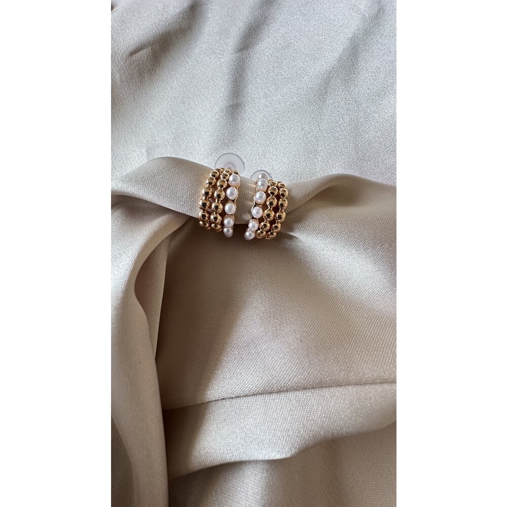 İNCİLİ HALKA KÜPE XP ROSE GOLD | İray Aksesuar