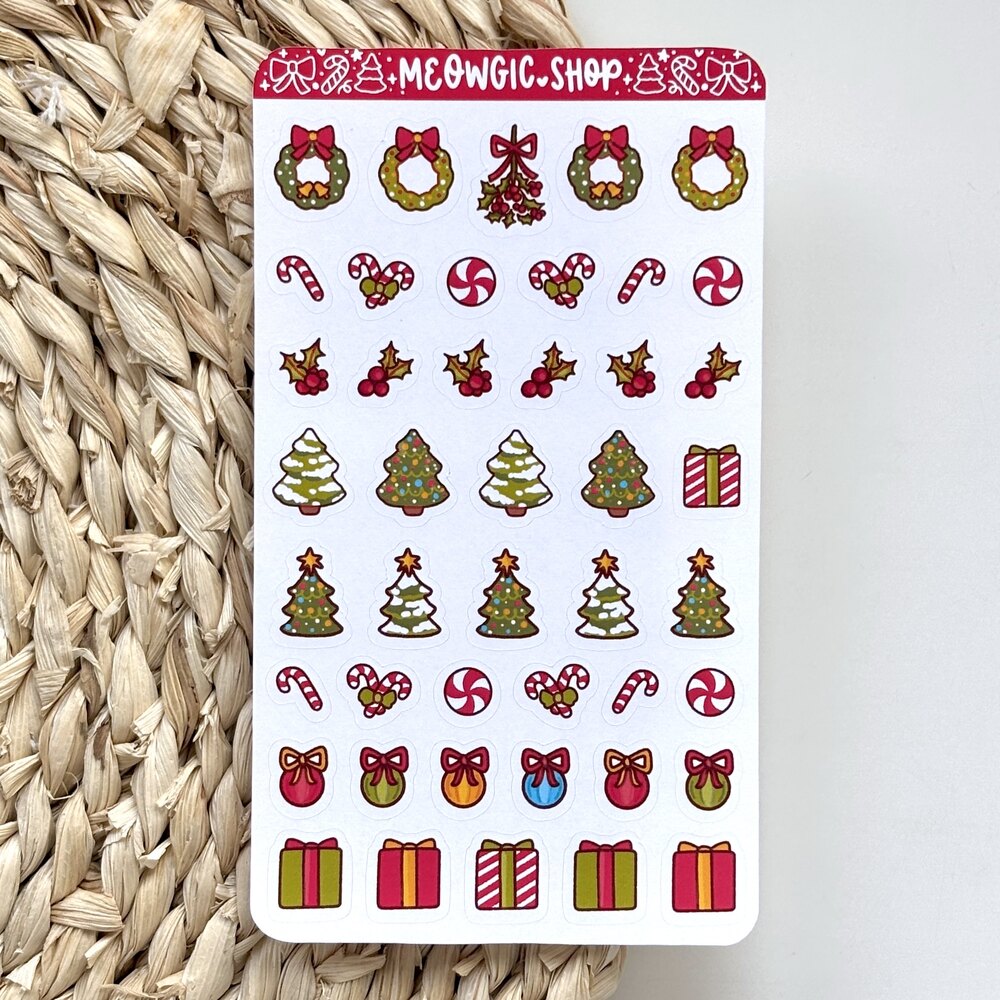 xmas mini icons - mat sticker sheet | Meowgic Shop =^·ω·^=