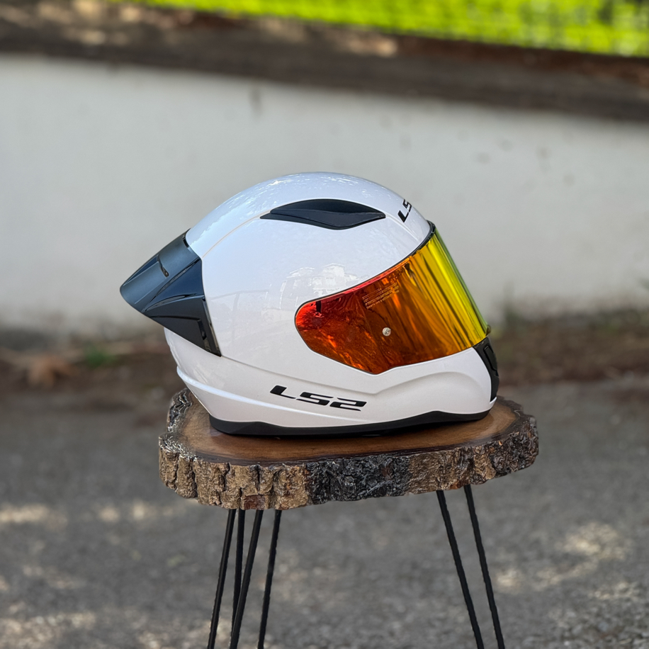 LS2 RAPID 2 BEYAZ KASK ( SPOİLER + RED GOLD VİZÖR ) | MOTORUM.TR