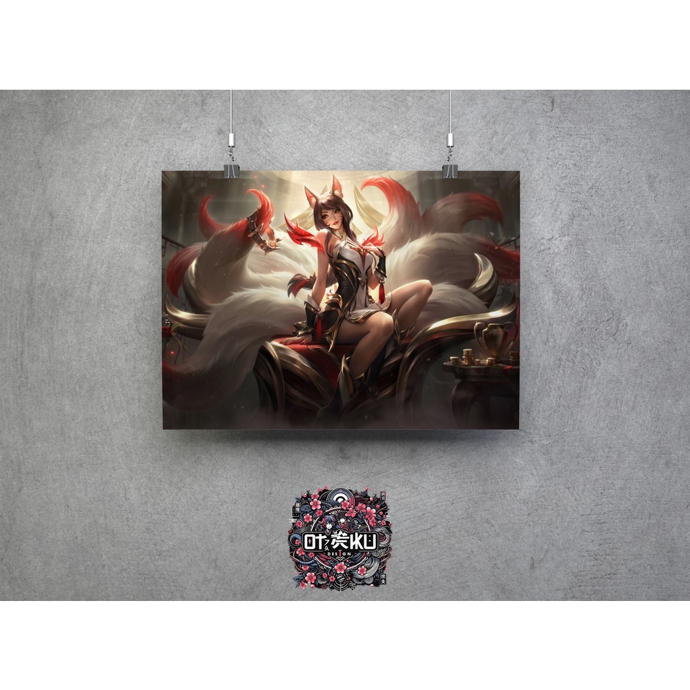 League Of Legends Ahri 4K Metal Poster 20x28 | Otaku Dizayn