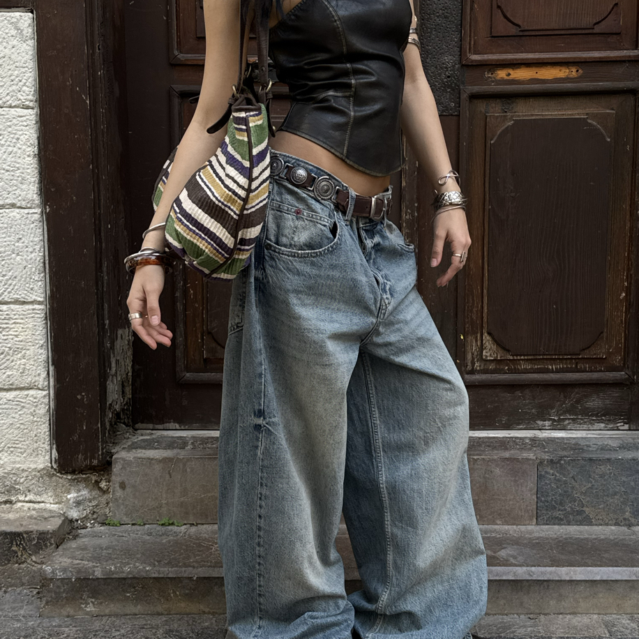 TAŞLANMIŞ KİRLİ MAVİ DAMGALI JAYA JEAN | PEACE HUNTER