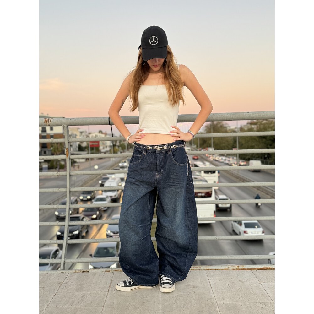 UNİSEX DARK BLUE BAGGY JEAN | PEACE HUNTER