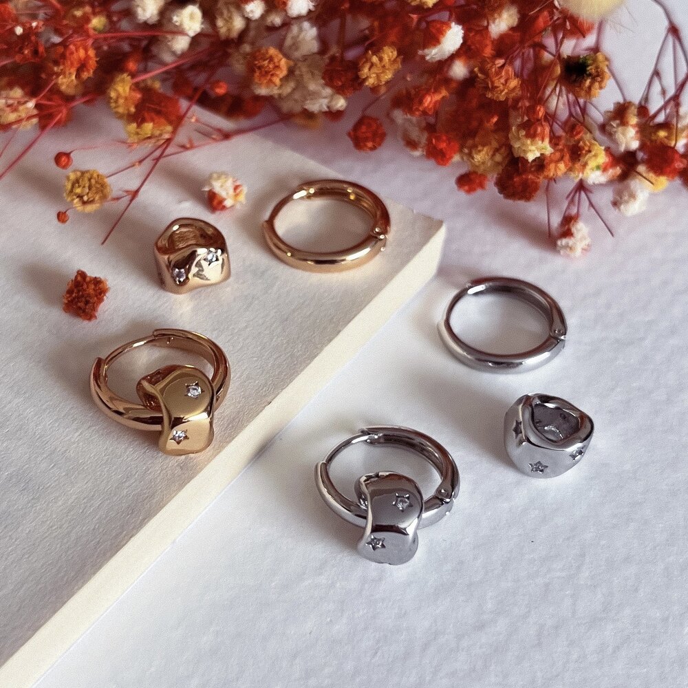 Starry Charmed Hoops | Pluto • by Nur Varlı