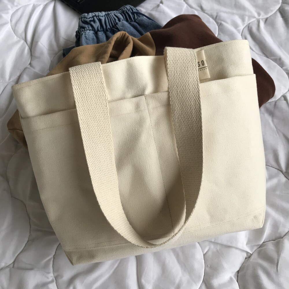Bej Kanvas Tote Bag | Sowacollection