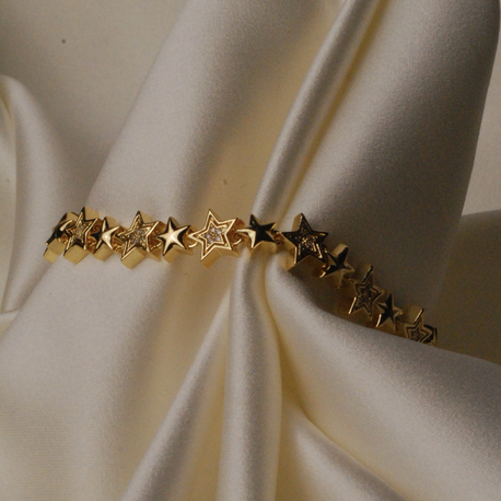 Gold Taşlı Yıldız Bileklik | 14K | CharmCraft