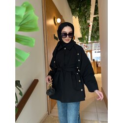 Clary Trench Siyah | FS Butik