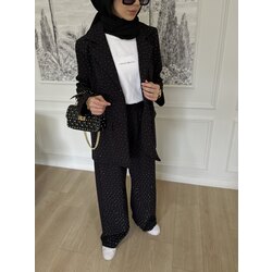 Rona Taşlı Takım Siyah | FS Butik