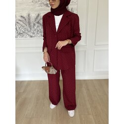 Rona Taşlı Takım Bordo | FS Butik