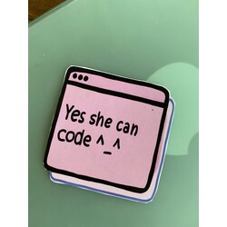 Yes She Can Code Sticker | MED LAB