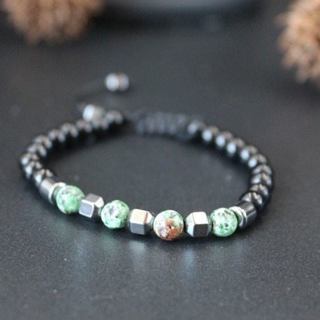 Bileklik - Siyah Oniks, Hematit ve Yeşil Varisit ile El Yapımı | Magicgrange