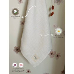 Ekru Tek Kat Müslin Örtü | Mint Collection