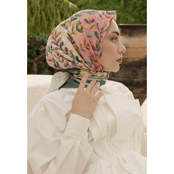 Çam Yeşili - Leaf Desen Bambu Kraş Eşarp | Bus Scarf