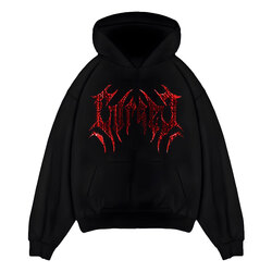 Cursed Red Rhinestone Black Hoodie | ᴄᴜʀsᴇᴅ