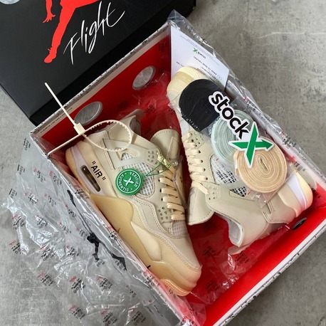 Air Jordan Retro 4 X Off White Sail | Luxiana Shoes