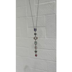 Mix renkli taşlı y kolye l Silver | Nyx jewelry