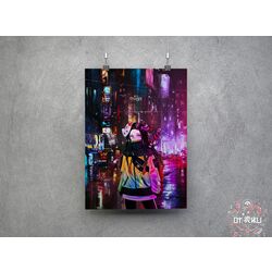 Demon Slayer Nezuko Neon 4K Metal Poster | Otaku Dizayn