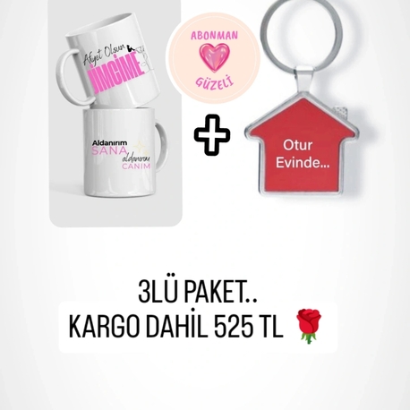 KUPA BARDAK + ANAHTARLIK + STİCKER | Otur Evinde